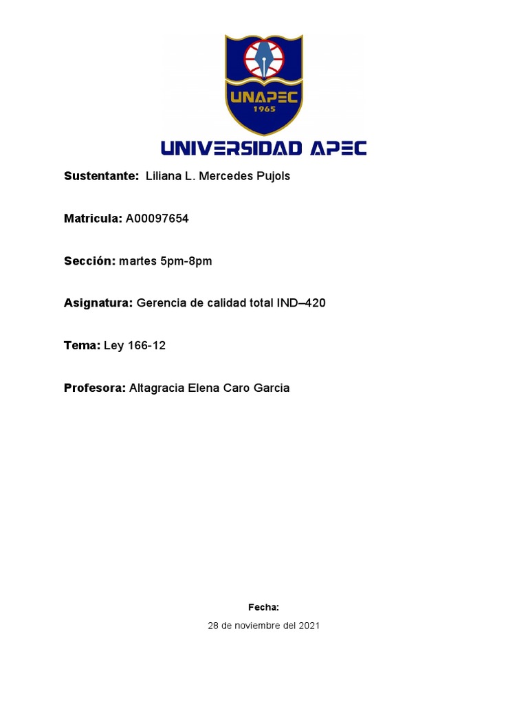 Análisis de la Ley 166-12 que establece el Sistema Dominicano para la ...