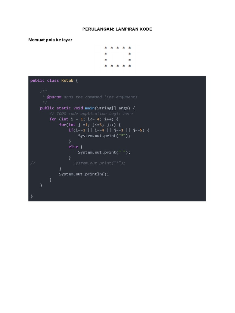 Pola dan Kode Program Java Dasar | PDF | Metode & Bahan Ajar | Komputer