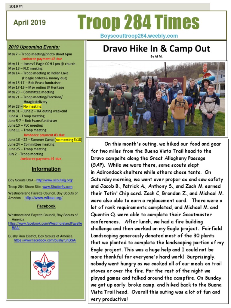 April 2019 Boy Scout Newsletter | Download Free PDF | Boy Scouts Of ...