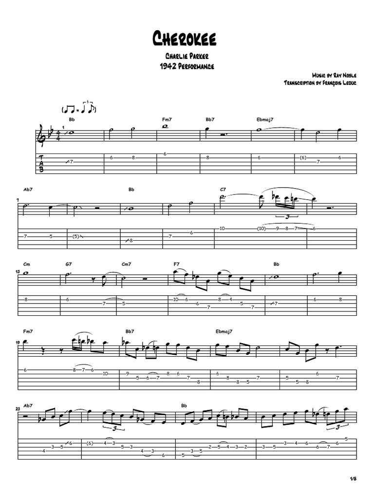 Cherokee by Charlie Parker Transcription | PDF