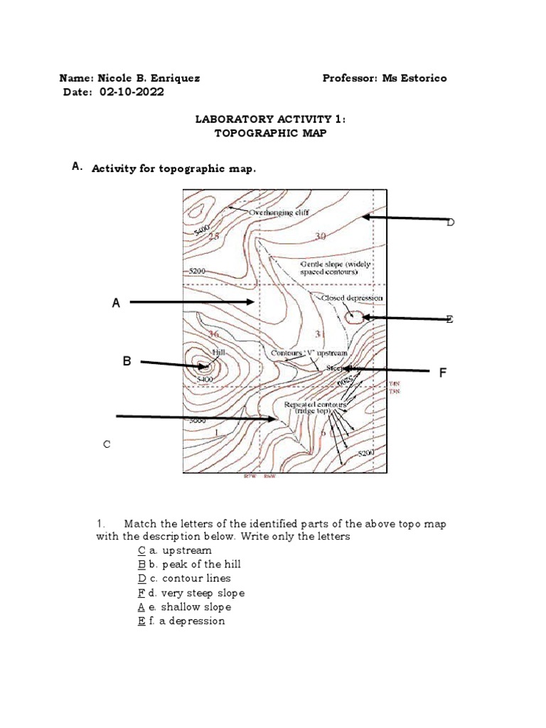 Topographic Map Lab Activity Guide | PDF | Topography | Contour Line