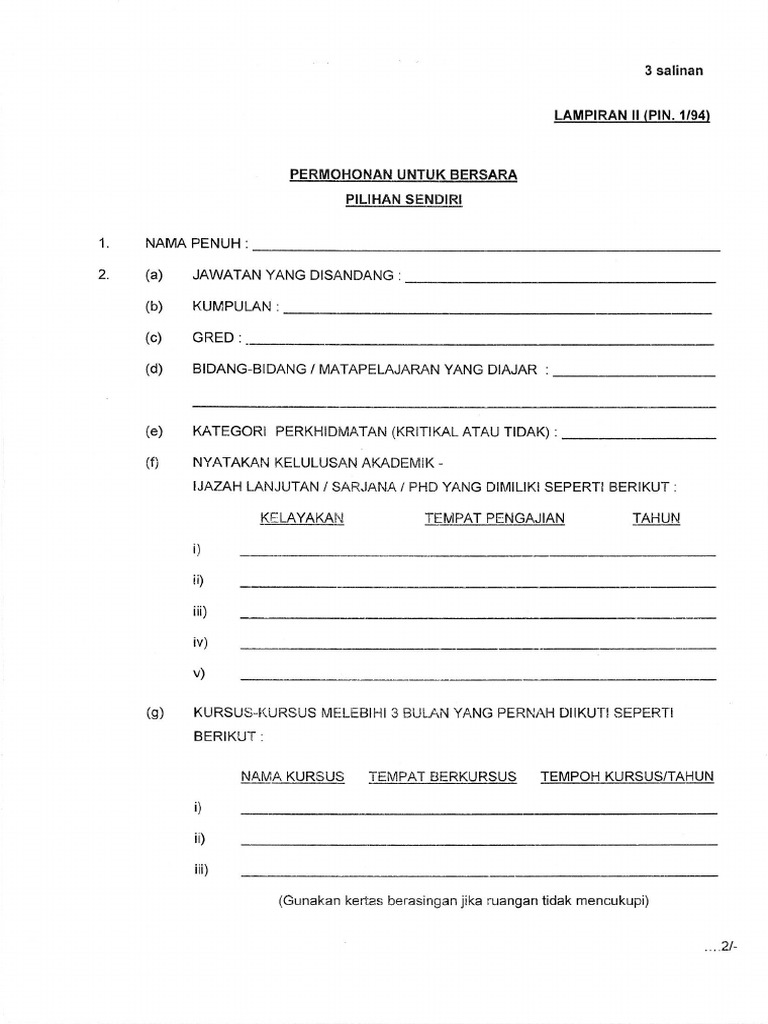 Borang Pencen Pilihan | PDF