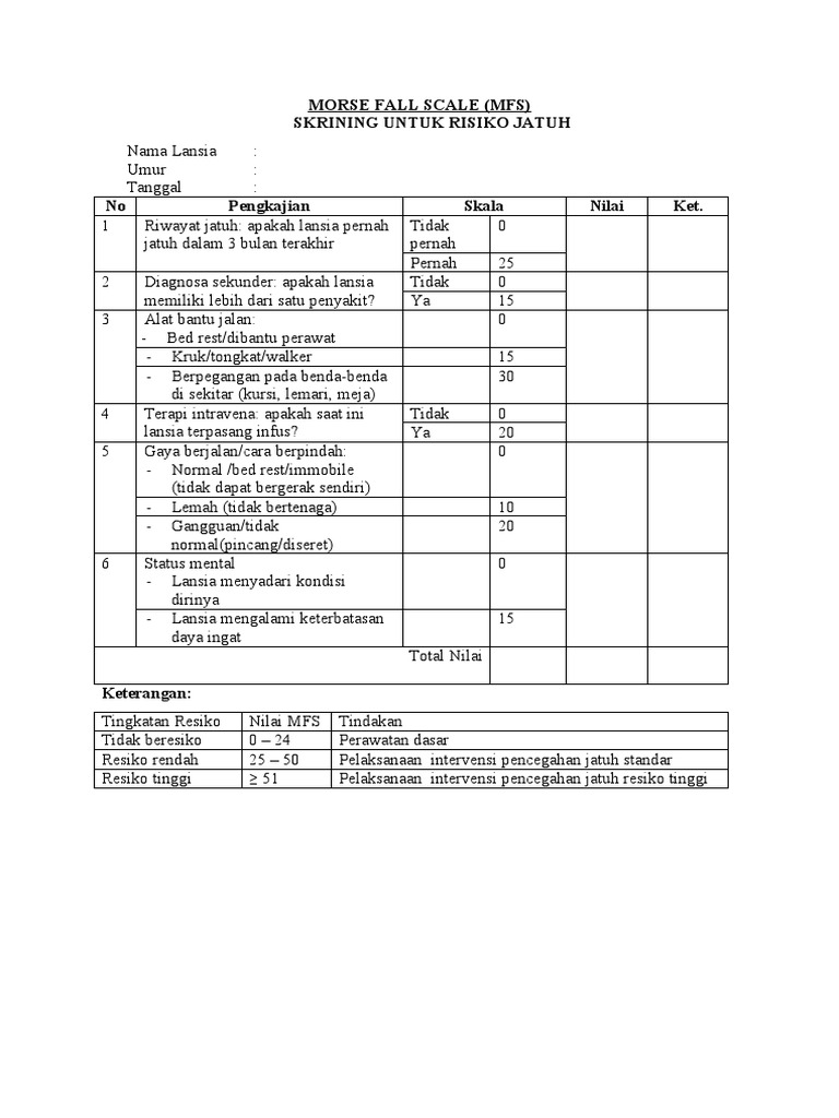 Morse Fall Scale | PDF