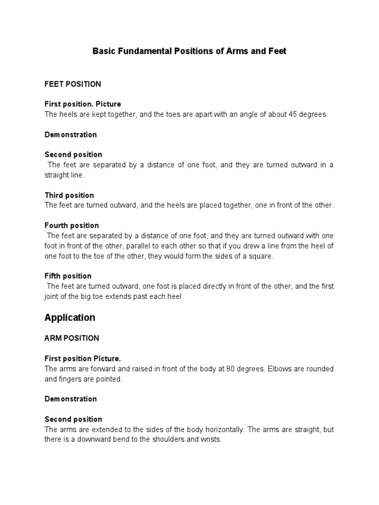Basic Fundamental Positions of Arms and Feet: Feet Position First ...