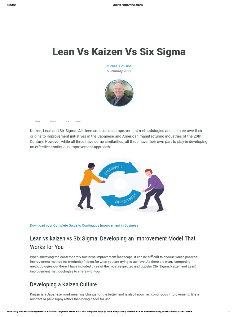 Lean Vs Kaizen Vs Six Sigma | PDF | Six Sigma | Business