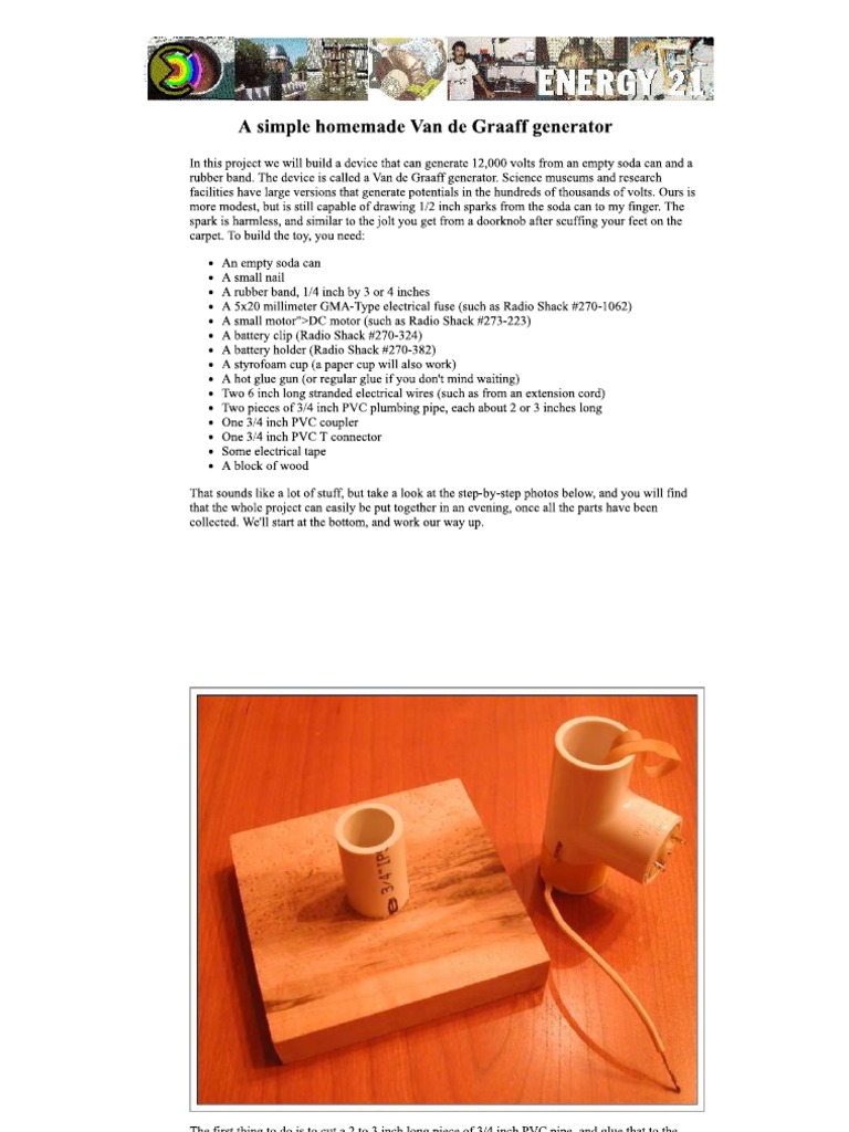 A Simple Homemade Van de Graaff Generator | PDF