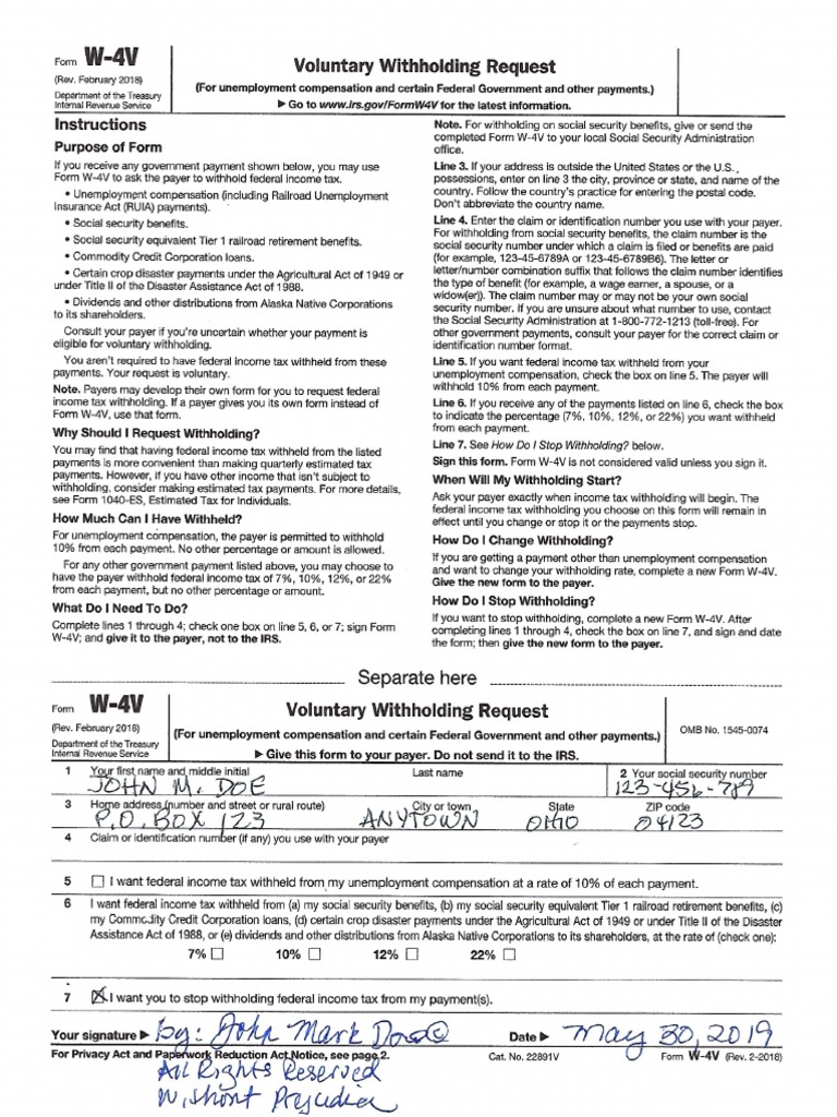 W4V Example Form | PDF