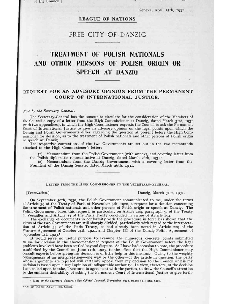 Danzig Case | PDF | Citizenship | Government