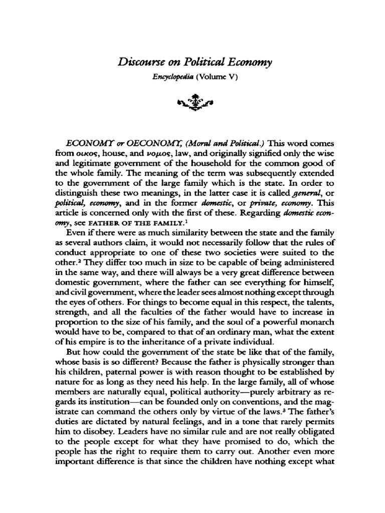 ROUSSEAU - ''Discourse On Political Economy'' (Kelly - Ocr) | PDF