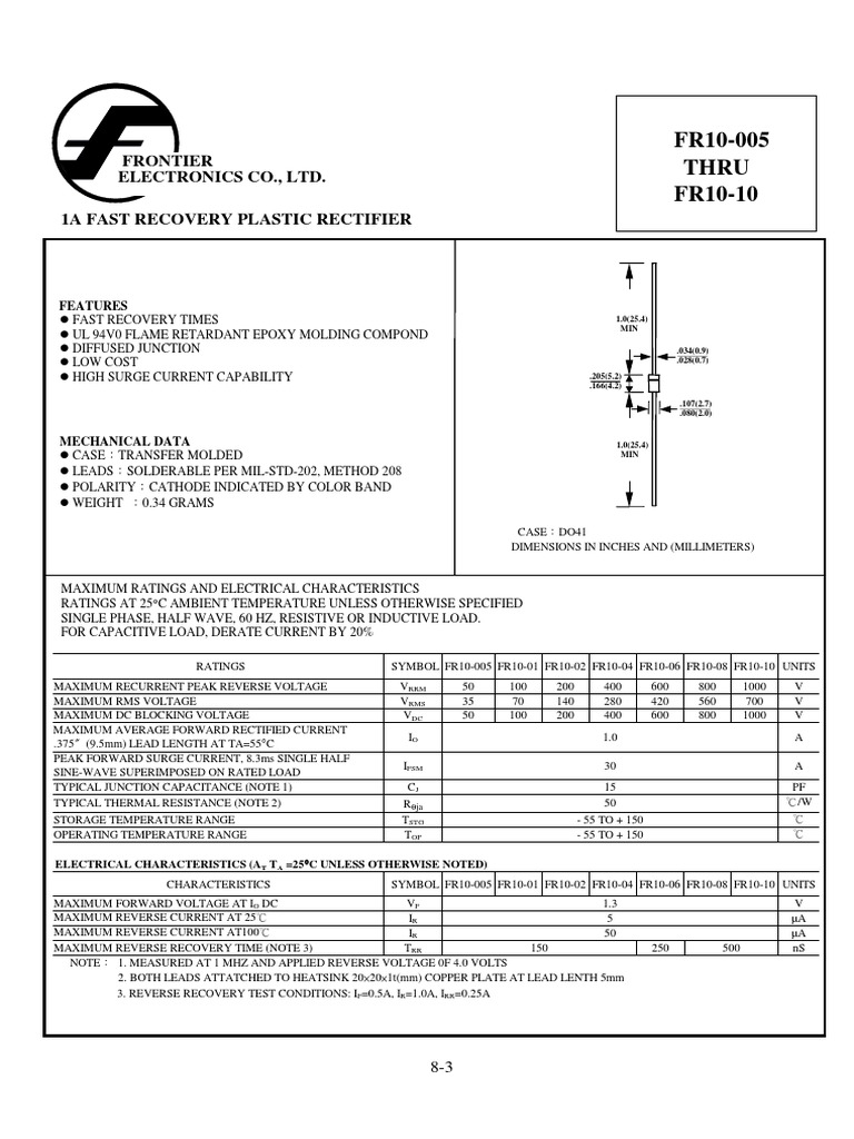 FR10 005 FR10 10 | PDF | Rectifier | Capacitor