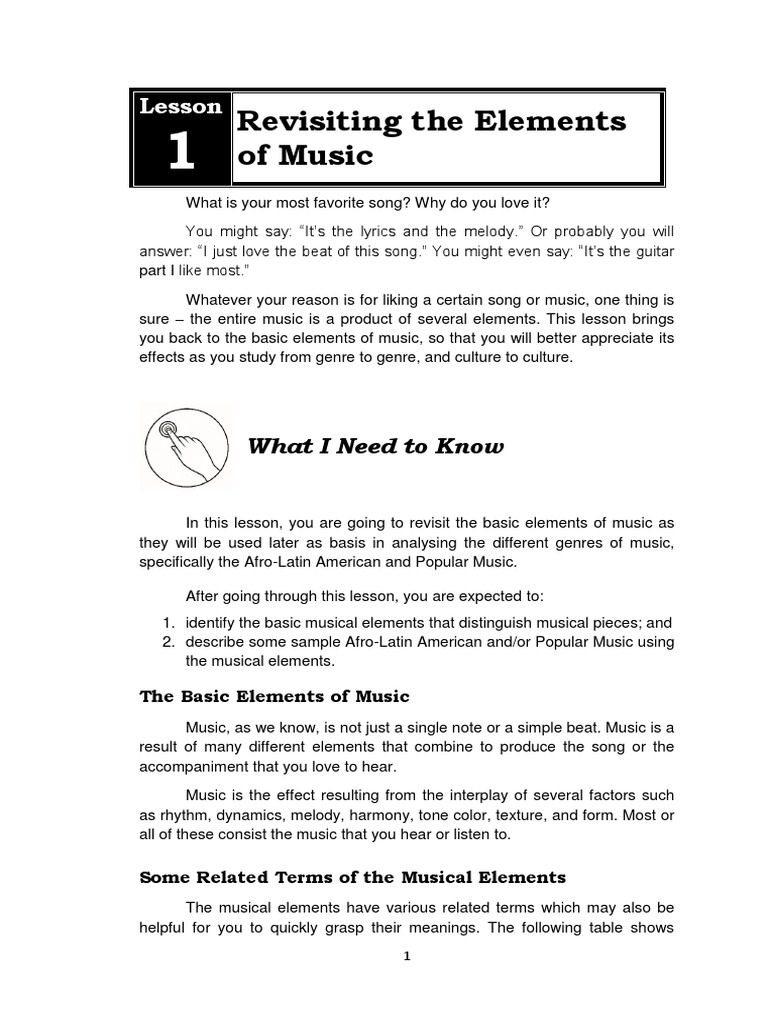 Revisiting The Elements of Music: Lesson | PDF | Musical Forms | Rhythm