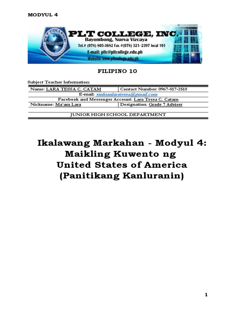 Modyul 4 FIL 10 | PDF