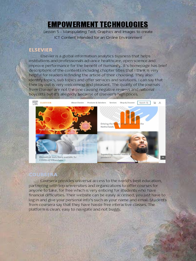 Manipulating Text, Graphics and Images for Online ICT Content | PDF | Educational Technology ...