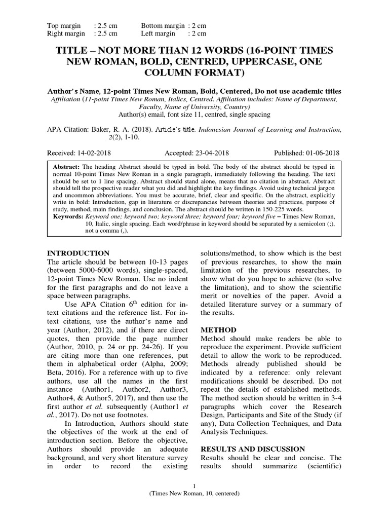 Title - Not More Than 12 Words (16-Point Times New Roman, Bold, Centred ...