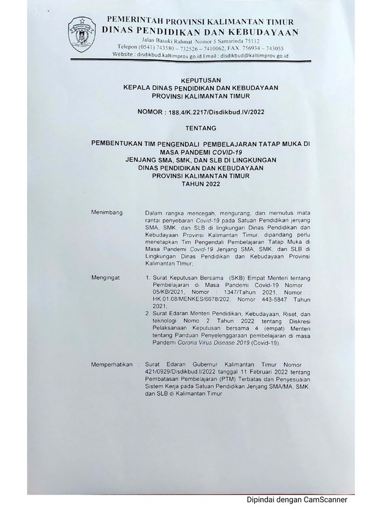 SK Pembentukan Tim PTM 2022 | PDF