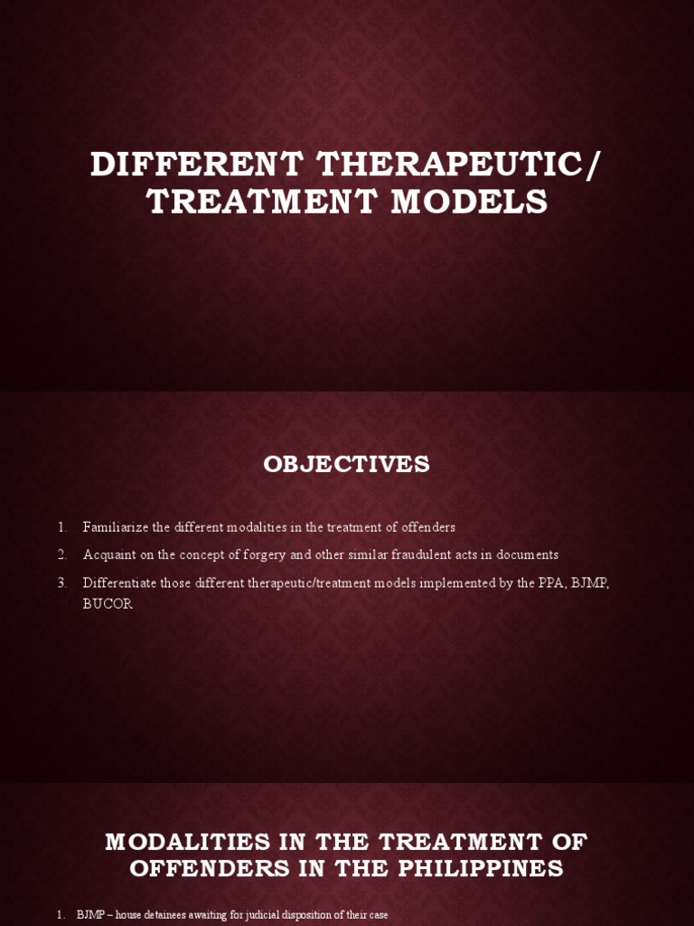 BJMP vs BUCOR: Treatment Models Explained | PDF | Therapy | Applied ...