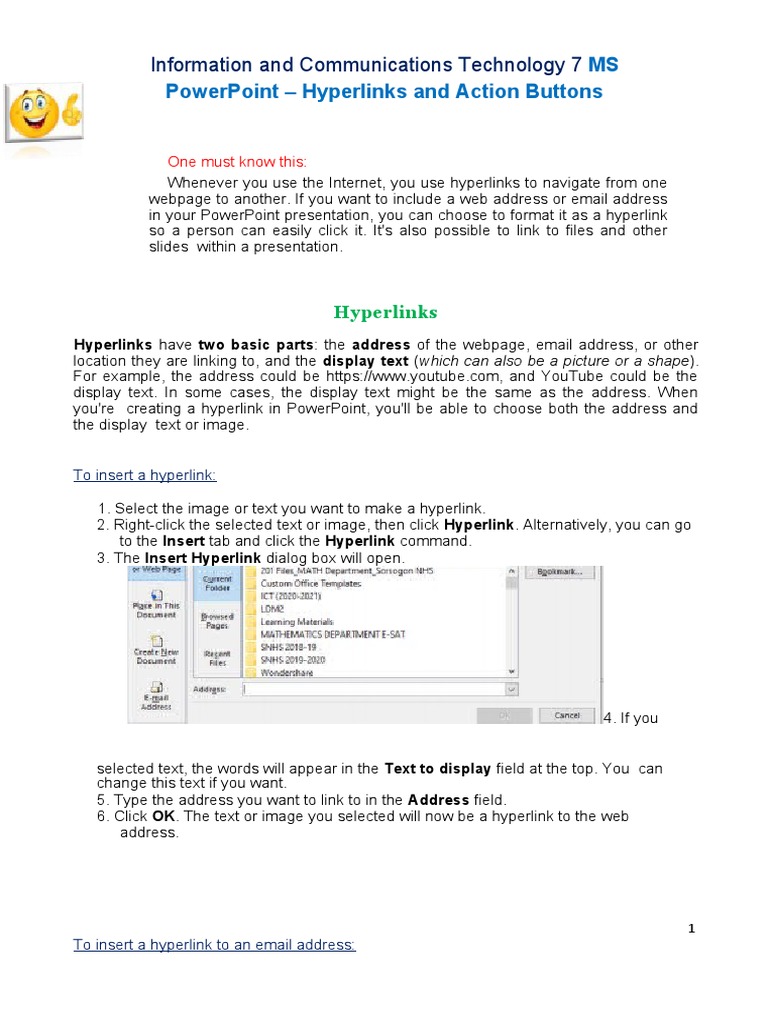 Creating Hyperlinks and Action Buttons to Enhance Navigation in ...