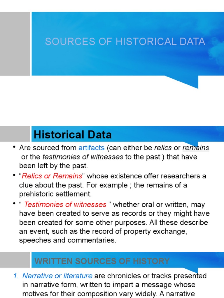 Historical Data Sources Explained | PDF