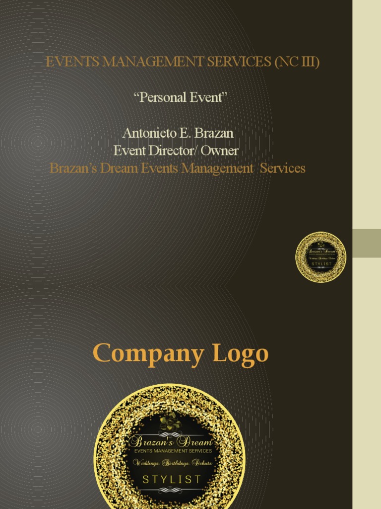 Events Management Services (NC Iii) : "Personal Event" Antonieto E ...