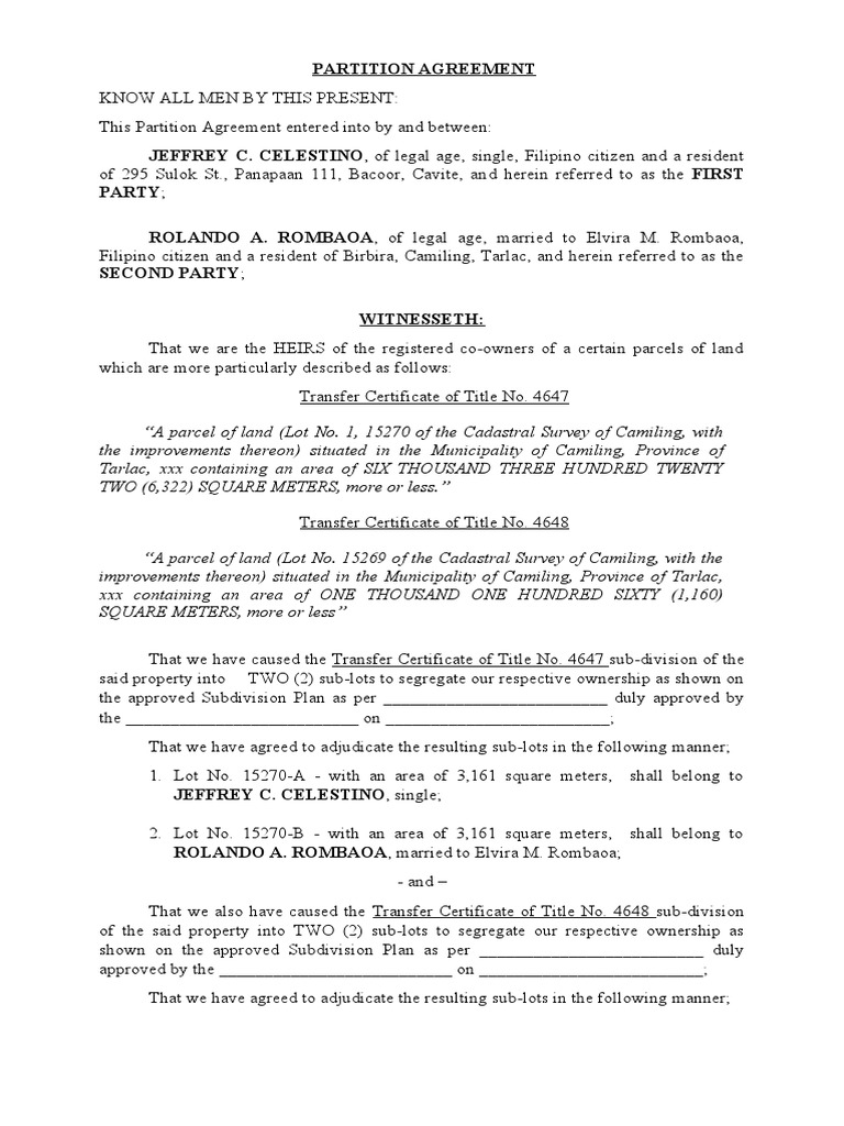 Agreement of Subdivision | PDF | Urban | Real Property Law