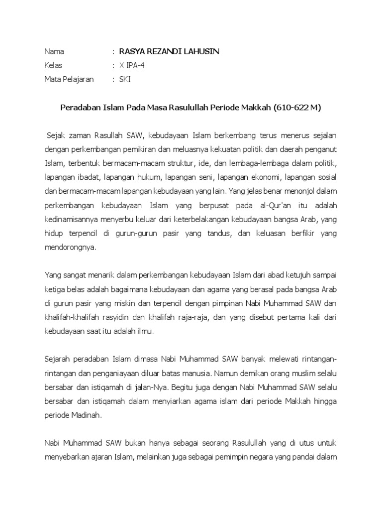 Peradaban Islam Pada Masa Rasulullah Periode Makkah (610-622 M) | PDF ...