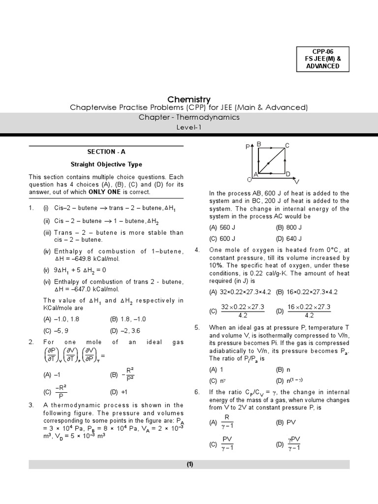 01 - Chemistry Thermo Test | PDF | Gases | Entropy