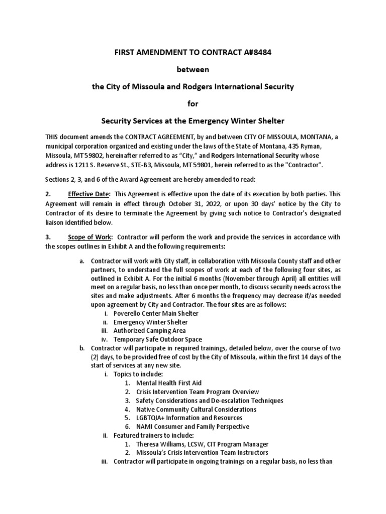 A8509 - Operation Shelter Security Contract - Final Combined | PDF ...