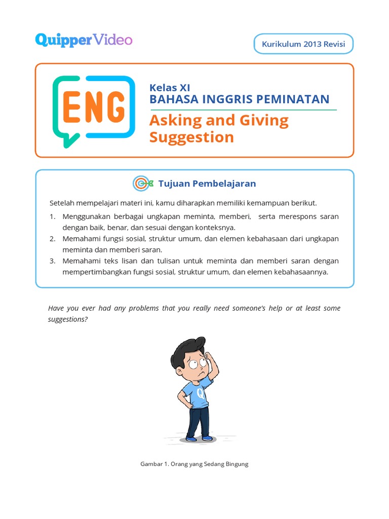 #1 Asking and Giving Suggestion | PDF | Karier & Perkembangan | Seni & Disiplin Bahasa