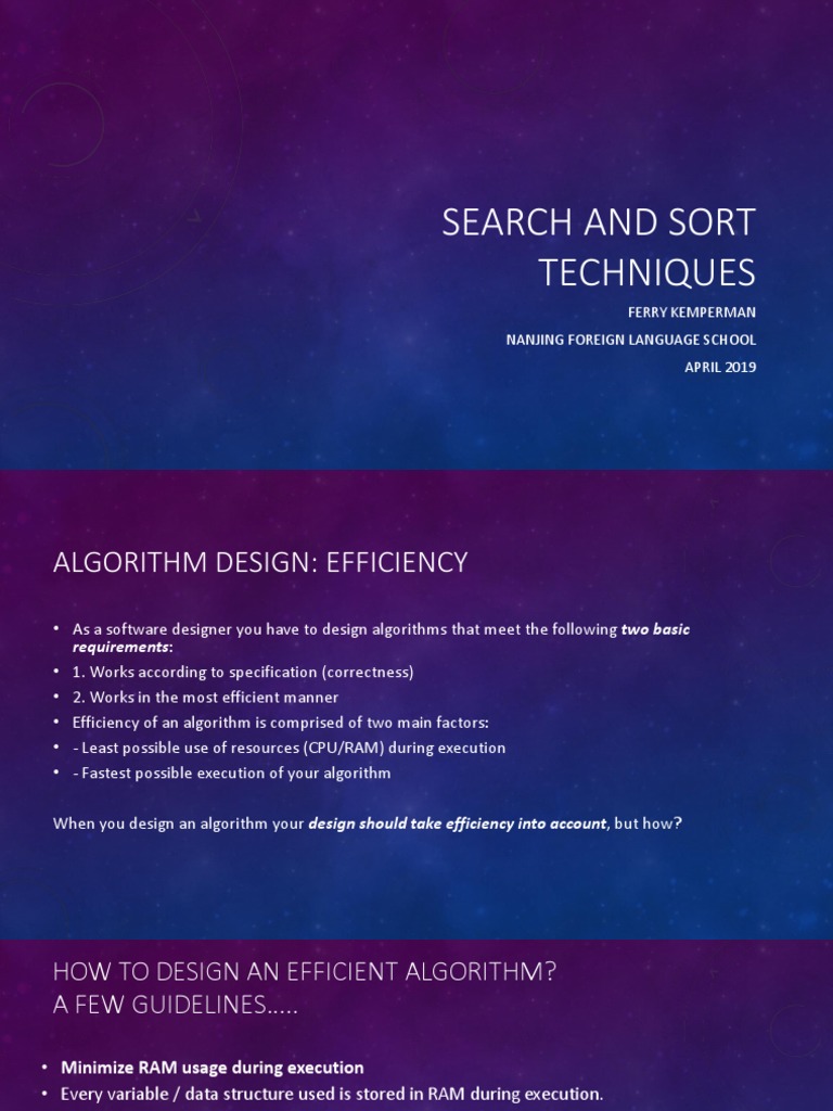 Search And Sort Techniques Pdf Algorithms Variable Computer Science 8990