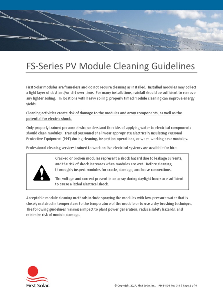 Module Cleaning Guidelines | PDF | Water | Solar Panel