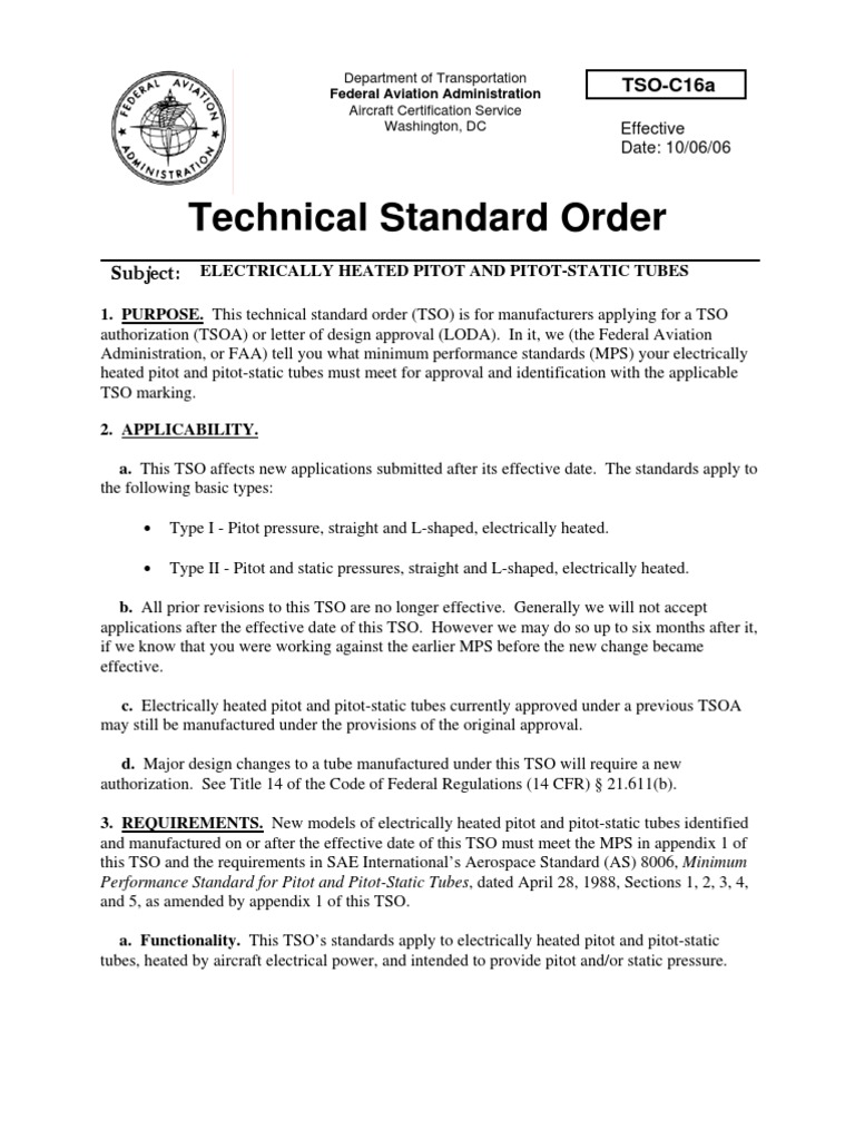 Tso Pitot | PDF | Federal Aviation Administration | Specification ...