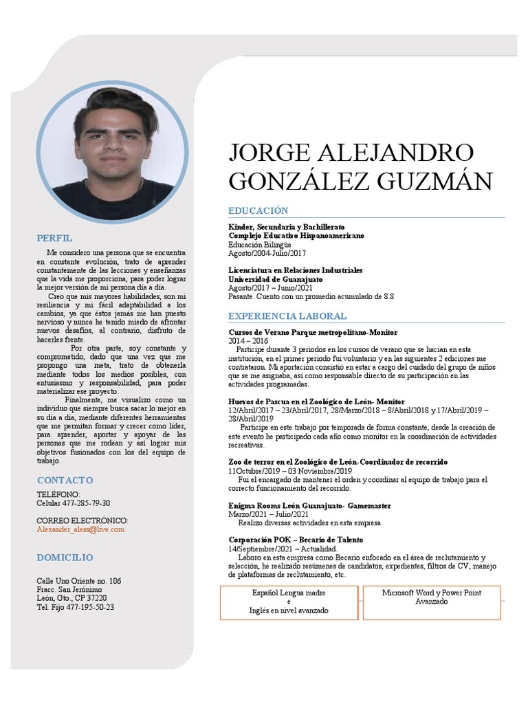CV Jorge Alejandro Gonzalez Guzman | PDF