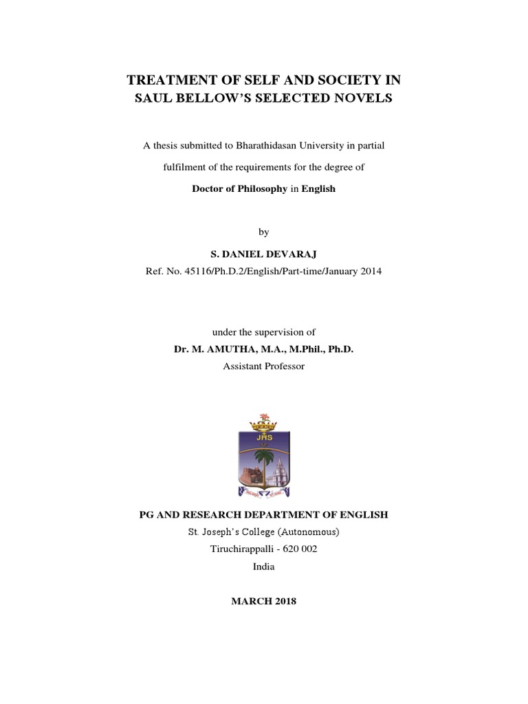 S. DANIEL DEVARAJ - Final Thesis | PDF | Doctor Of Philosophy | Self