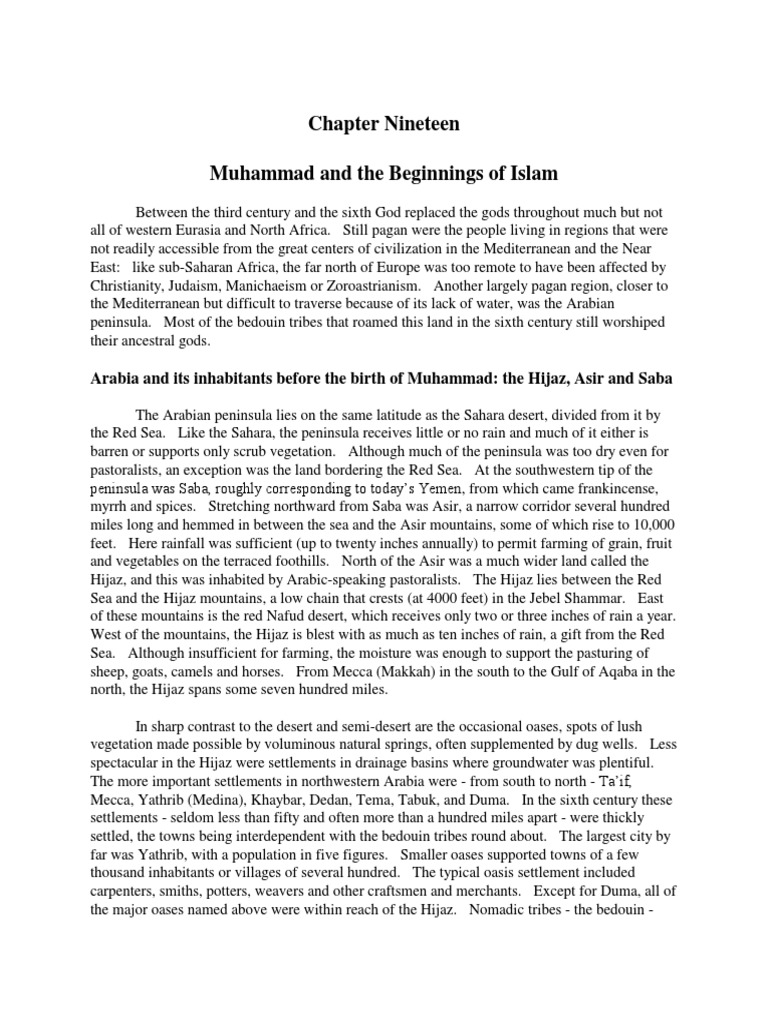 Chapter Nineteen. Muhammad and The Beginnings of Islam | PDF | Arabic ...