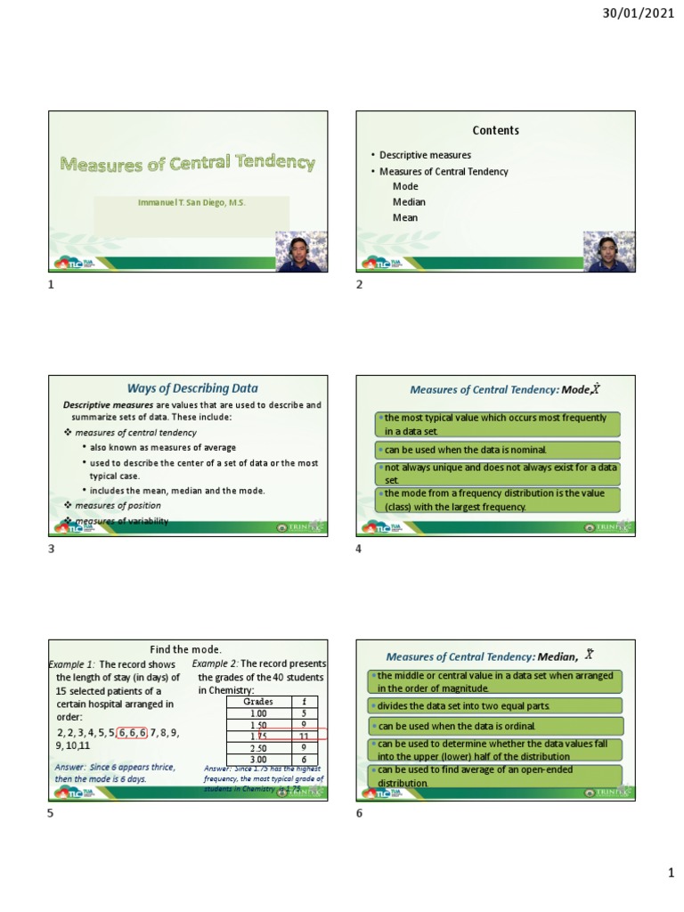 Understanding Central Tendency Measures | PDF | Mode (Statistics) | Median