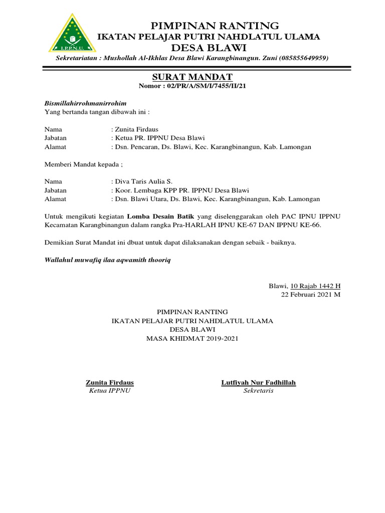 Surat Mandat Ippnu-Dikonversi | PDF