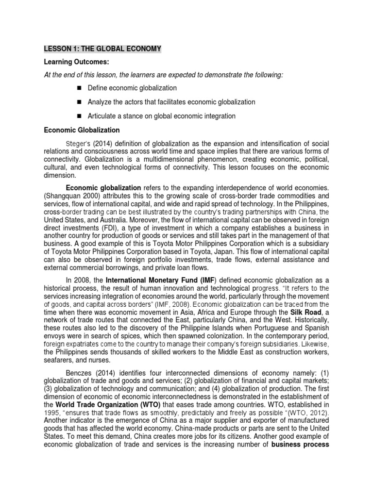 An Overview of Economic Globalization: Actors, Dimensions, and Debates ...