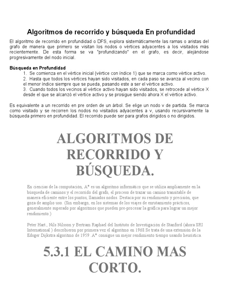 Algoritmos DFS y A* en Grafos | PDF | Programación de computadoras ...