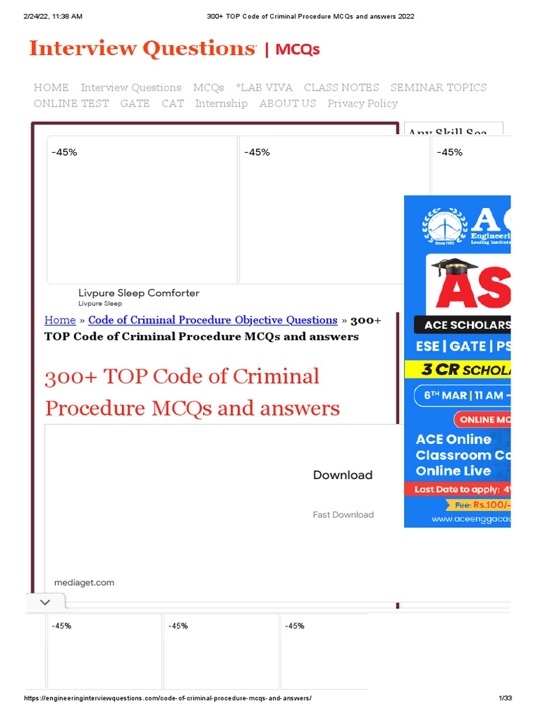 CRPC Mcqs | PDF | Criminal Procedure In South Africa | Arrest