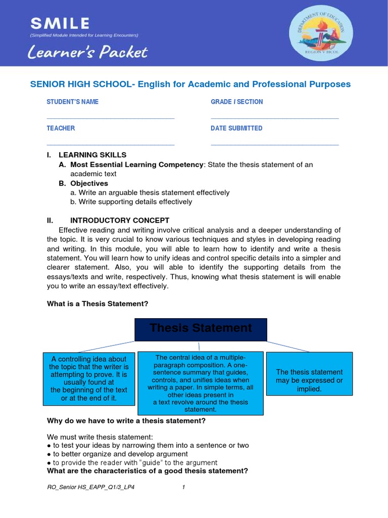 Writing Effective Thesis Statements | PDF | Essays | Thesis