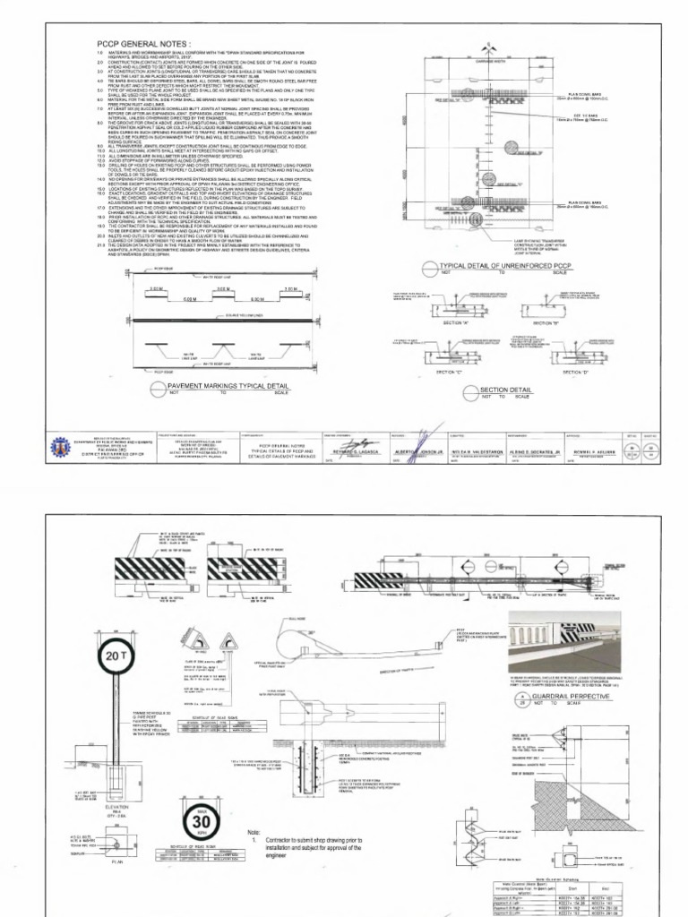 PCCP General Notes::, Typical Detail of Unreinforced PCCP | PDF | Road ...