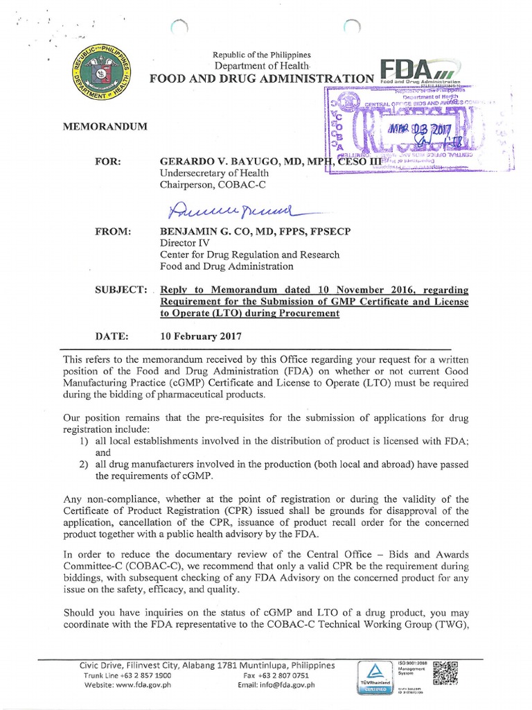 Fda Memorandum On CPR | PDF