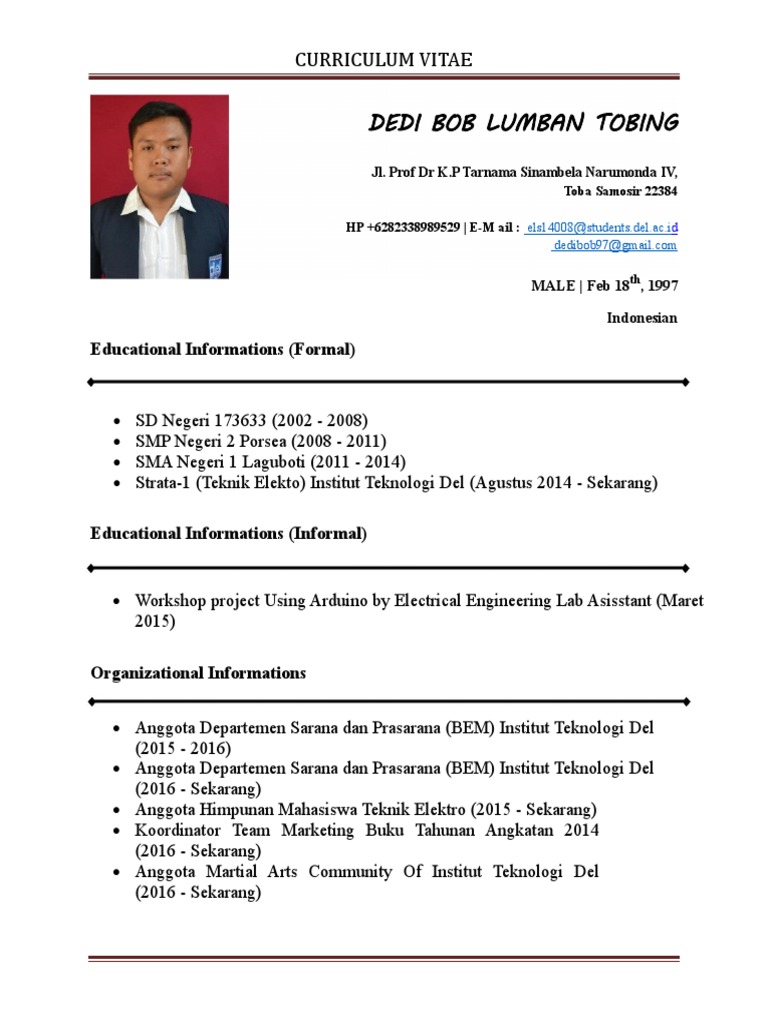 CV - 14S14008 - Dedi Lumbantobing | PDF