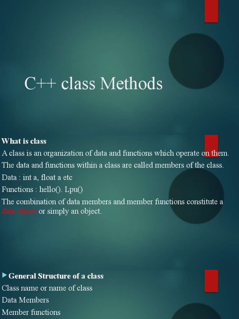 C Class Methods | PDF | Class (Computer Programming) | Namespace