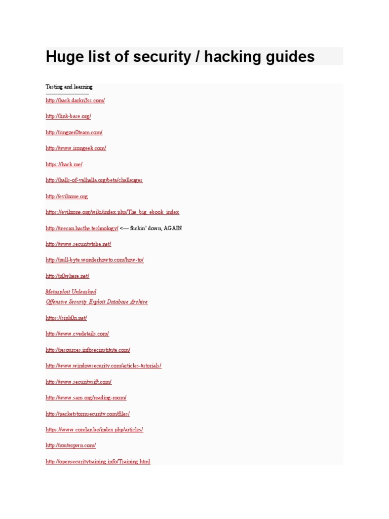 Huge List of Security Websites | PDF | Linux | Wi Fi