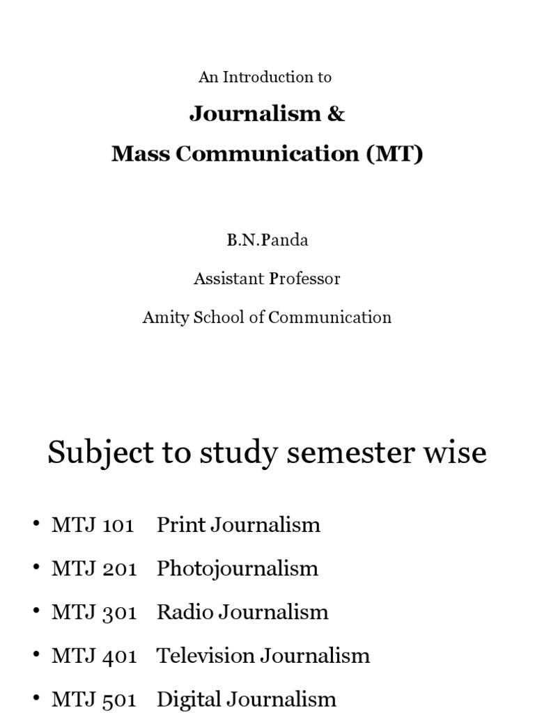 An Introduction To Journalism and Mass Communication MT | PDF