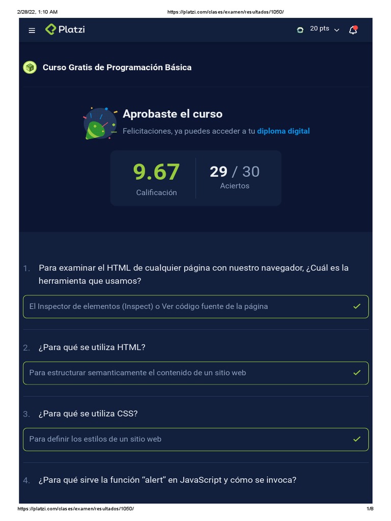 Examen Programacion Basica Platzi | PDF | HTML | Script Java