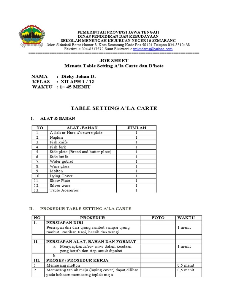 JOB SHEET FBS Dickyjohan (12) PH1 | PDF