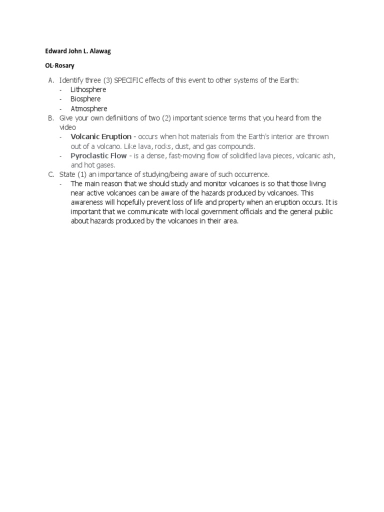 Effects of Volcanic Eruptions on Earth Systems | PDF