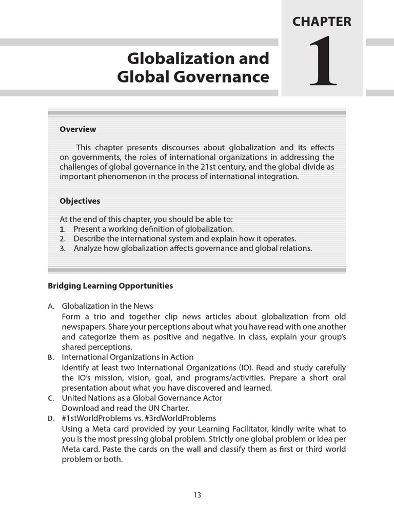1 TCW Chapter 1 Globalization and Global Governance | PDF ...